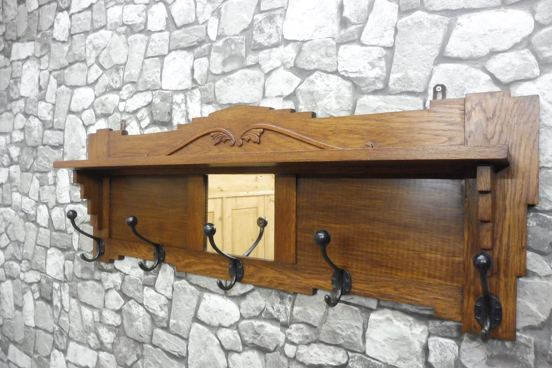 Antique Wooden Coat Rack Antique Hall Tree Wall Rack Art Deco - Etsy