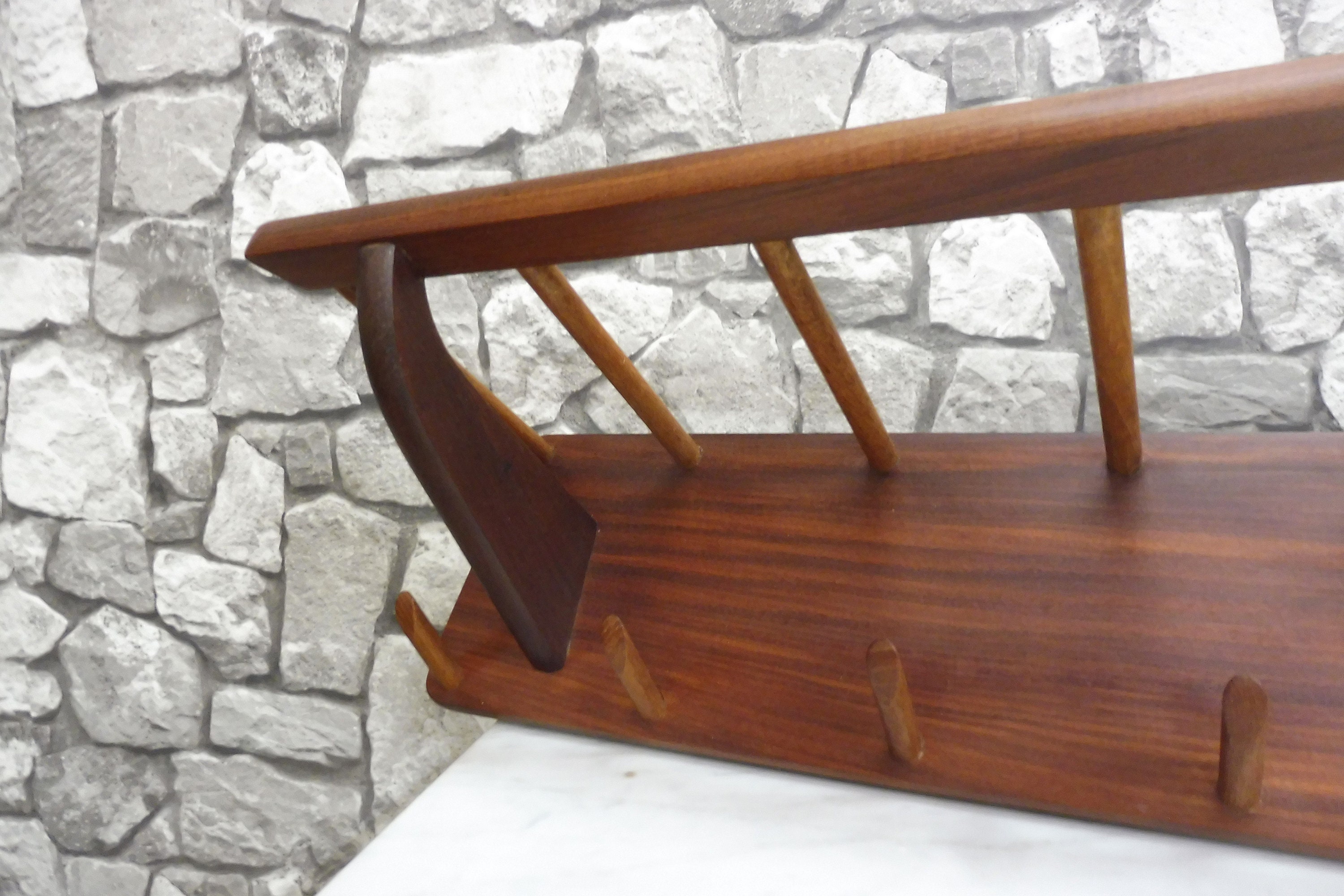 Mid Century Vintage Wooden Coat Rack Hall Tree Wall Rack Teak Wood - Etsy