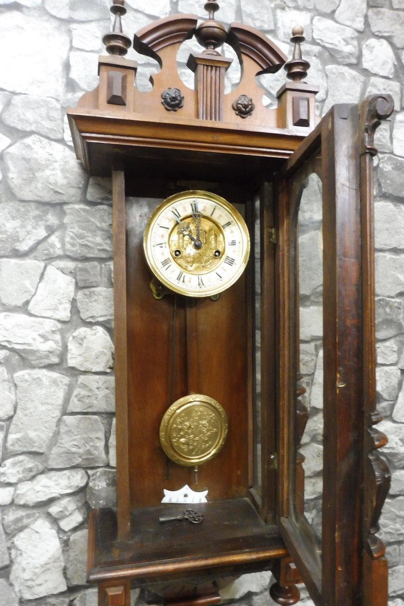 Antique Wooden German Wall Clock Regulator Gustav Becker - Etsy