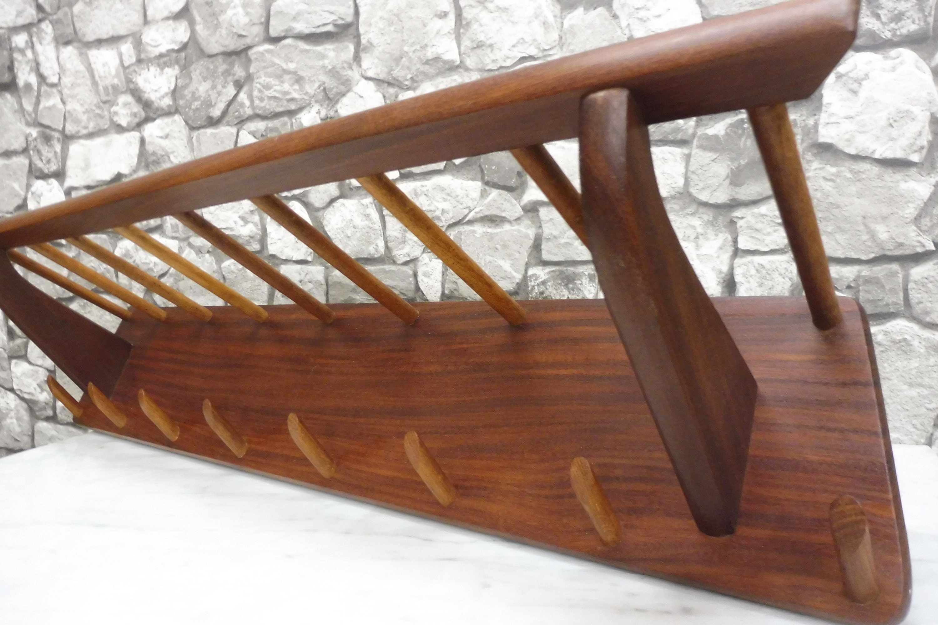 Mid Century Vintage Wooden Coat Rack Hall Tree Wall Rack Teak Wood - Etsy