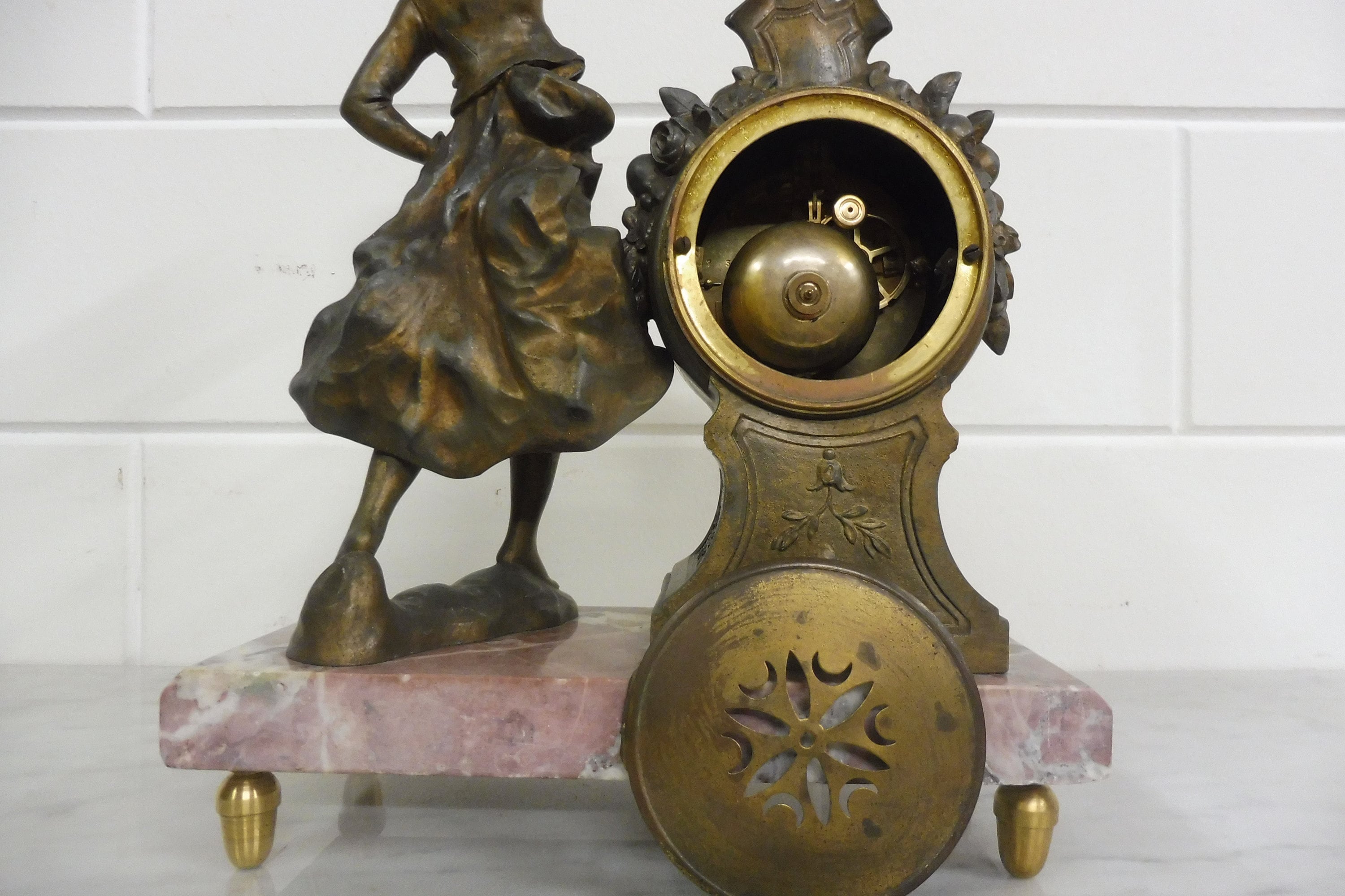 Antique French Mantel Clock Desk Clock Table Clock With Marble - Etsy