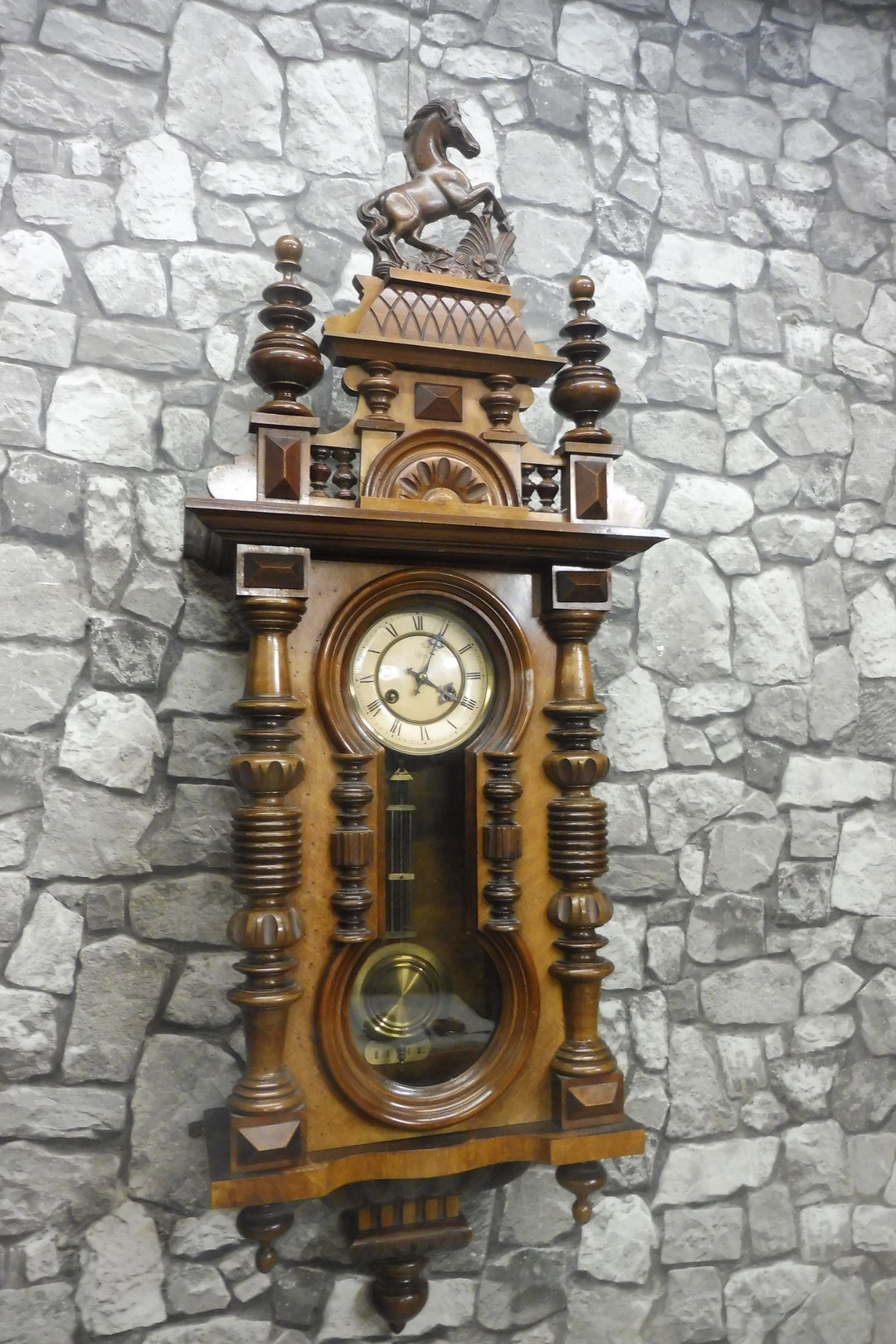 Beautiful Antique Junghans Wooden German Wall Clock Antique Regulator ...