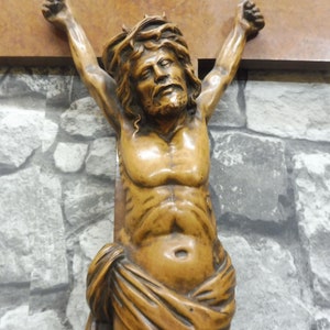 Antique Crucifix Wall Cross Carved Wood Religous - Etsy