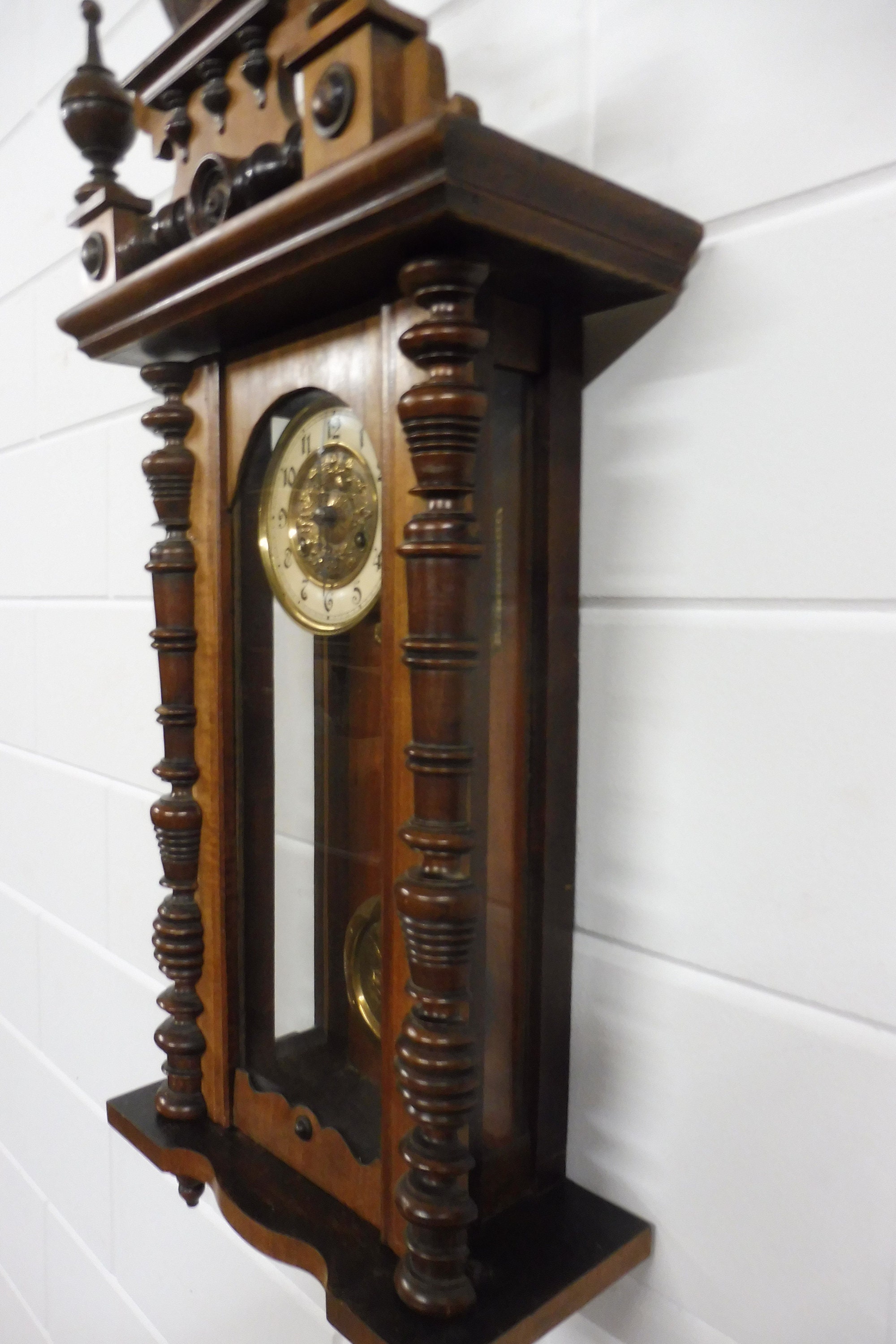 Antique Wooden German Wall Clock Regulator Vintage 1900s - Etsy