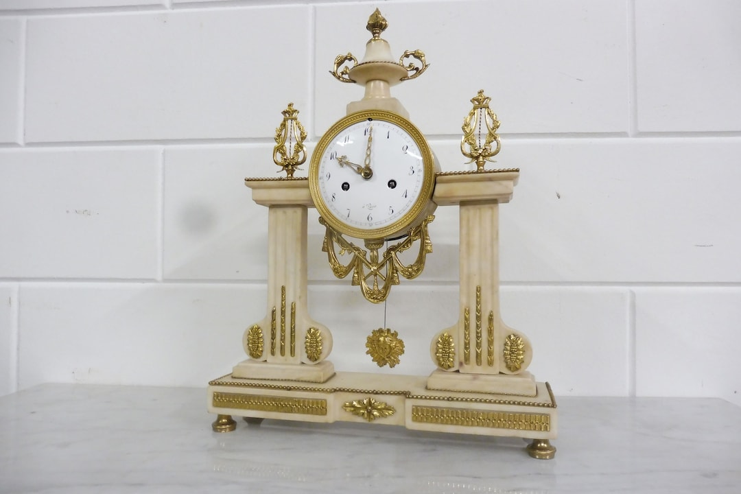 French Antique Mantel Clock Desk Clock Louis XV White Marble - Etsy