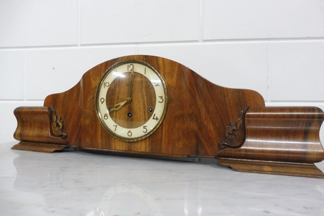 Antique German Desk Clock Mantel Clock Westminster Chime Restored ...