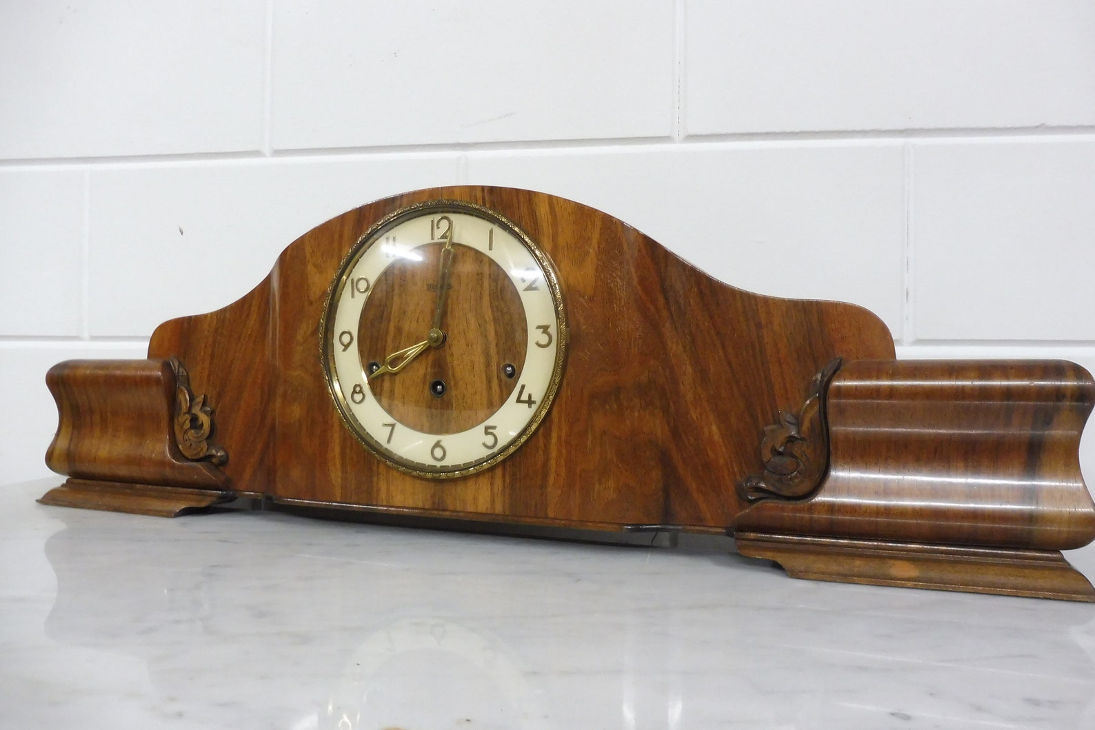 Antique German Desk Clock Mantel Clock Westminster Chime Restored ...