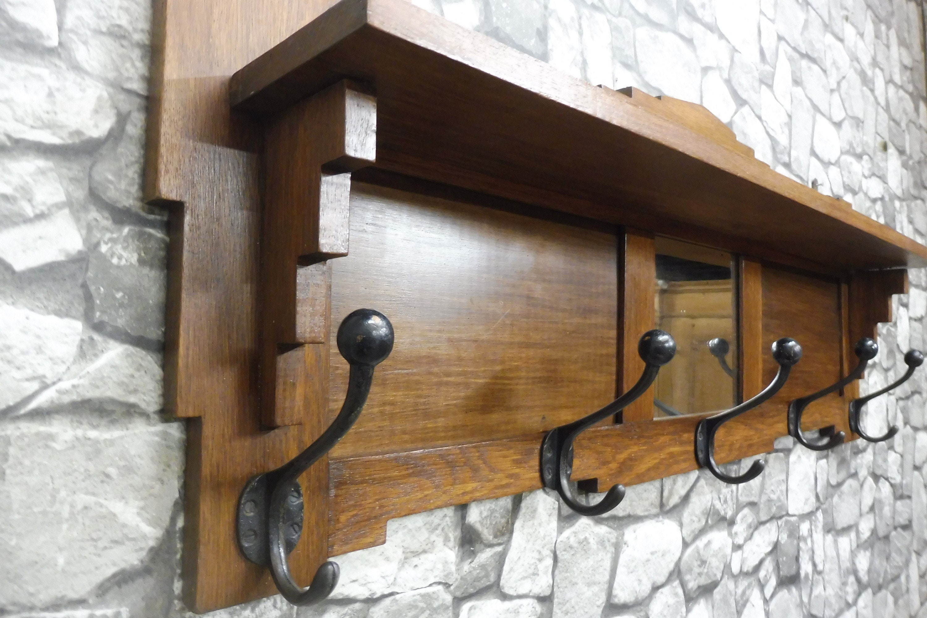 Antique Wooden Coat Rack Antique Hall Tree Wall Rack Art Deco - Etsy