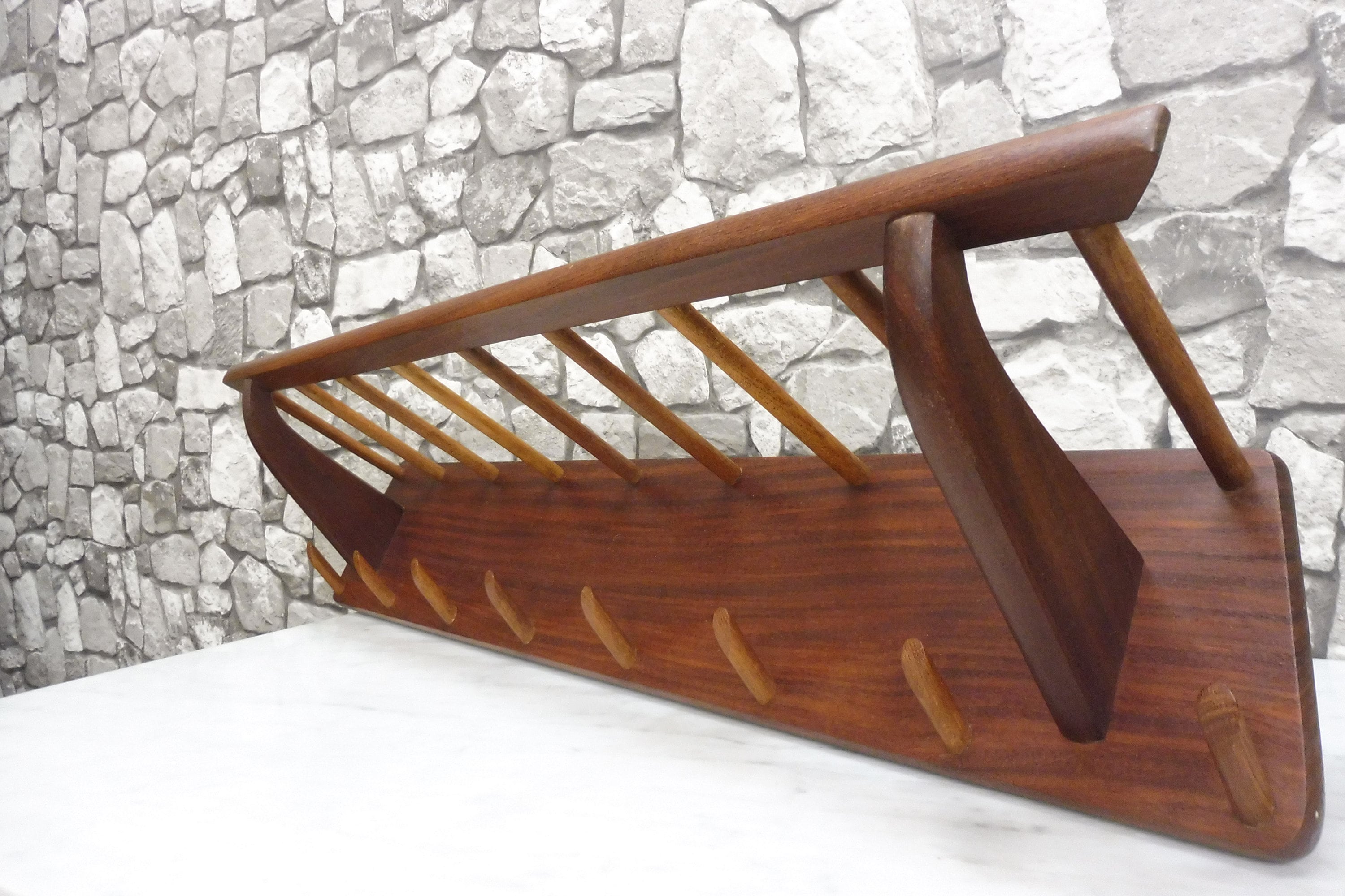 Mid Century Vintage Wooden Coat Rack Hall Tree Wall Rack Teak Wood - Etsy