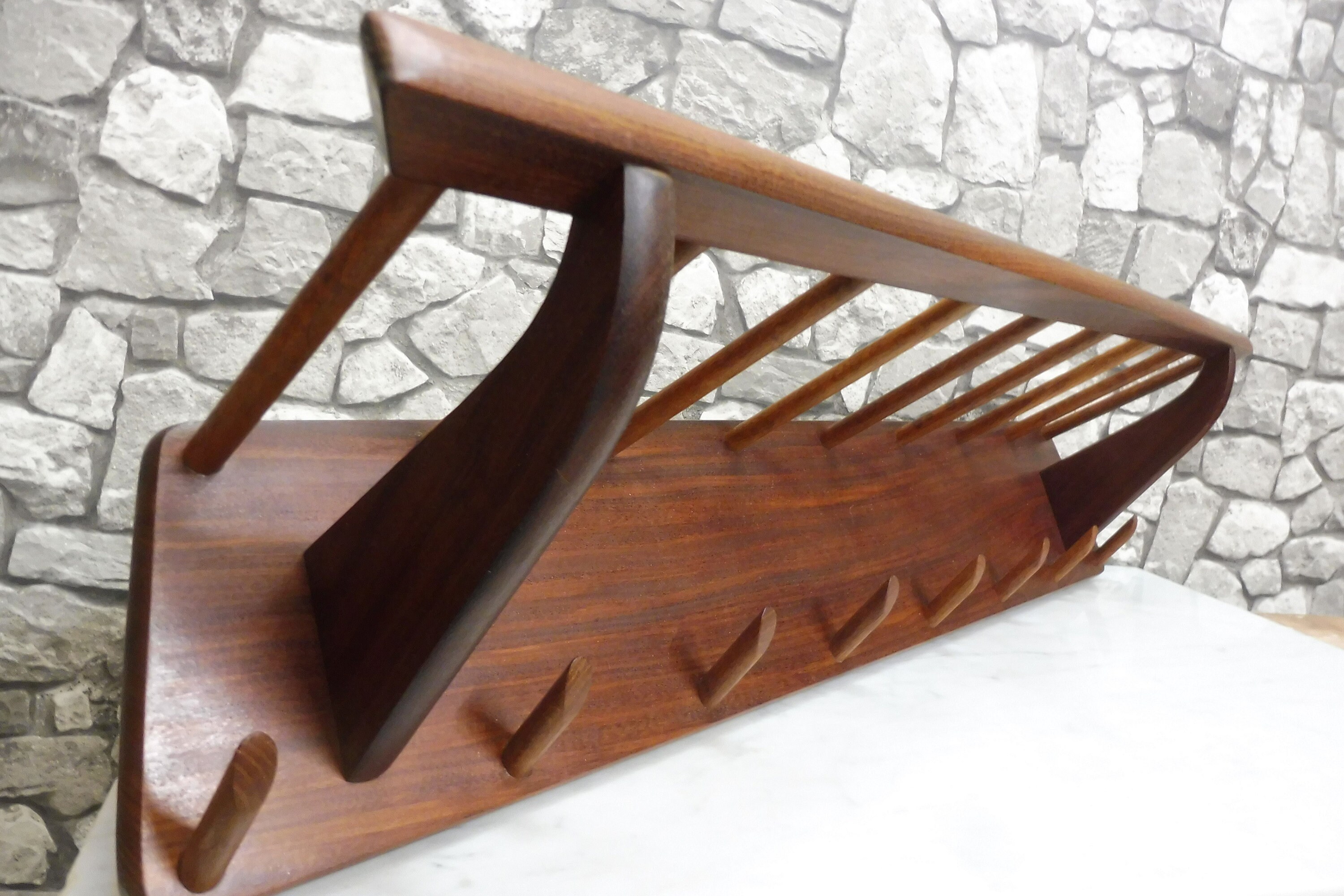 Mid Century Vintage Wooden Coat Rack Hall Tree Wall Rack Teak - Etsy