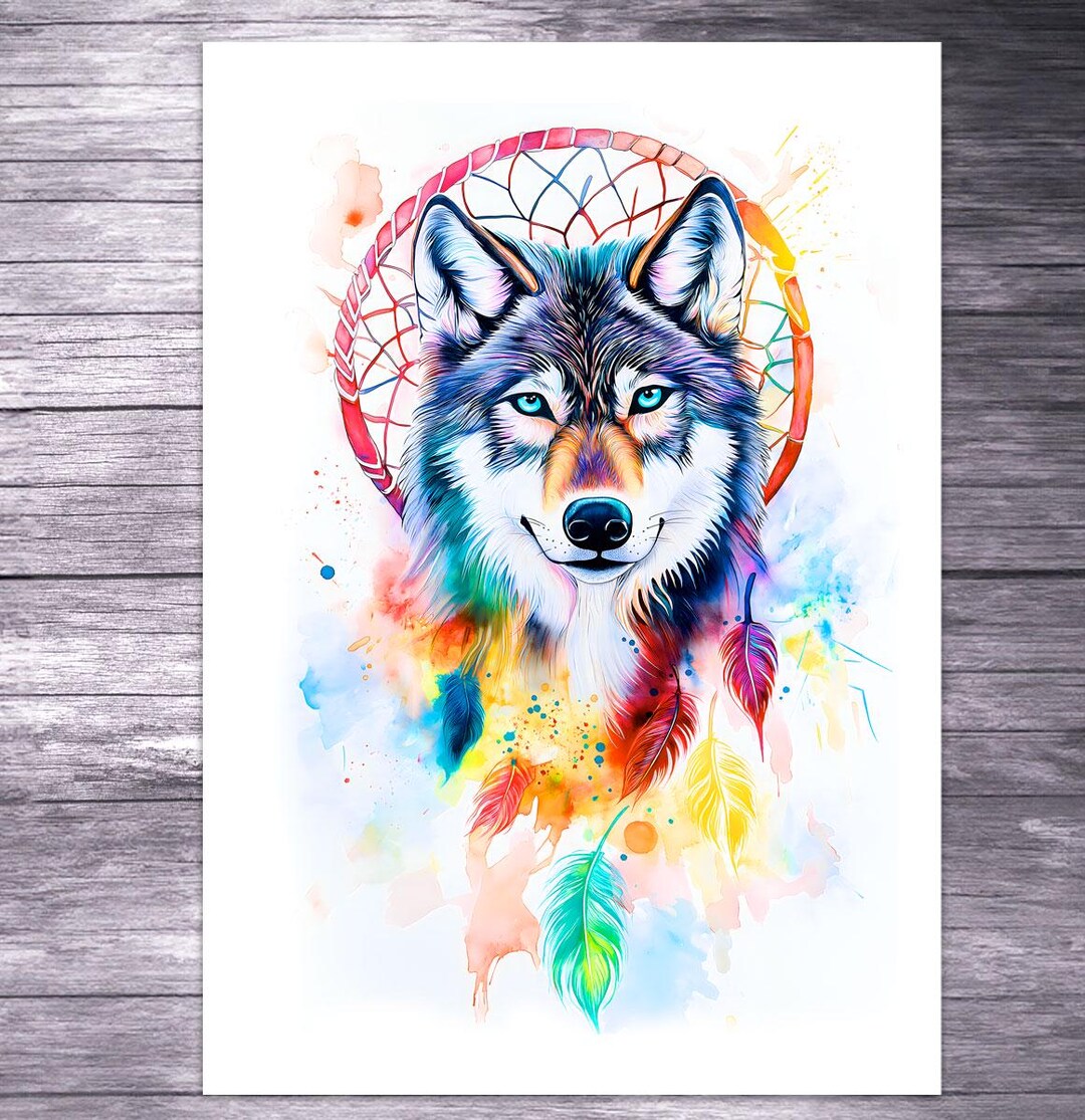 Art Print - Wolf Dream Catcher - A4 Size - Celestial Art - Spirit ...