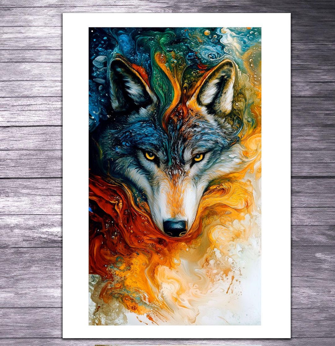 Art Print Wolf A4 or A3 Size Option Celestial-inspired Art Spirit ...