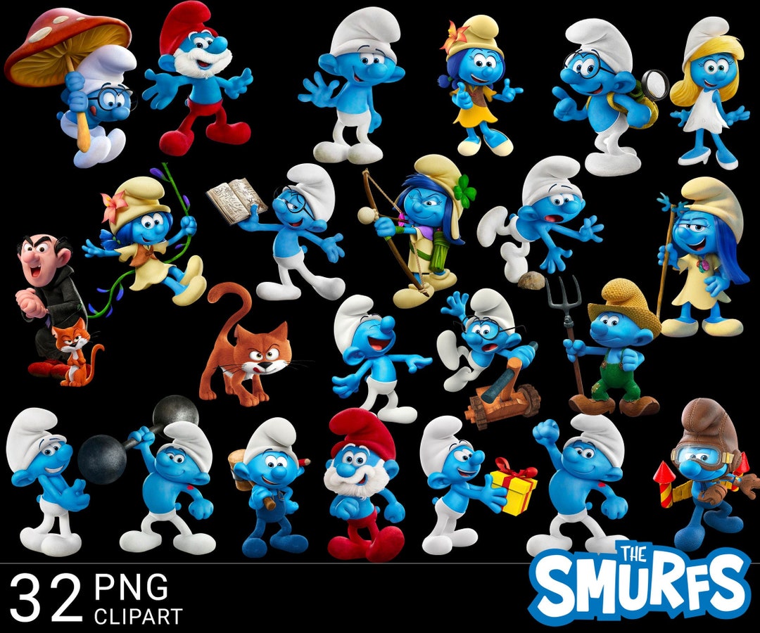 Buy Smurfs PNG, Smurfs Clipart, Instant Download, Printable, Images ...
