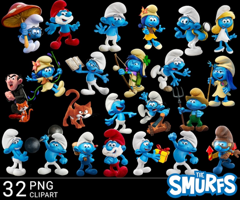 Buy Smurfs PNG Smurfs Clipart Instant Download Printable Online in ...