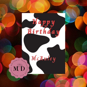 EDITABLE Cow Birthday Card Template, DIGITAL DOWNLOAD, Farmer Card ...