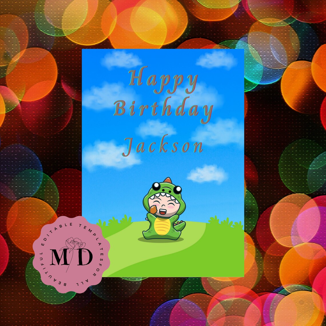 EDITABLE Dinosaur Birthday Card Template DIGITAL DOWNLOAD - Etsy
