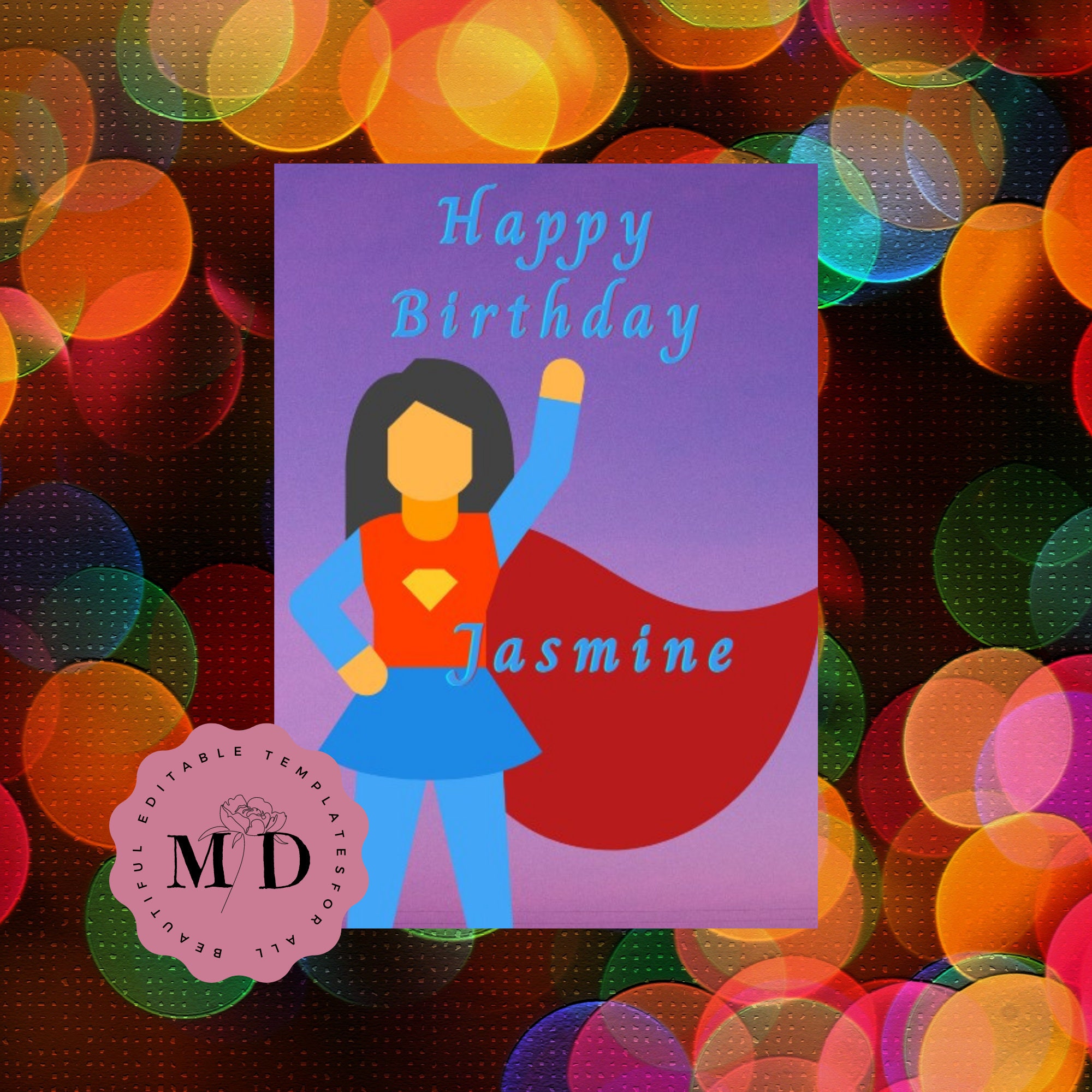 EDITABLE Superhero Birthday Card Template, DIGITAL DOWNLOAD, Instant ...