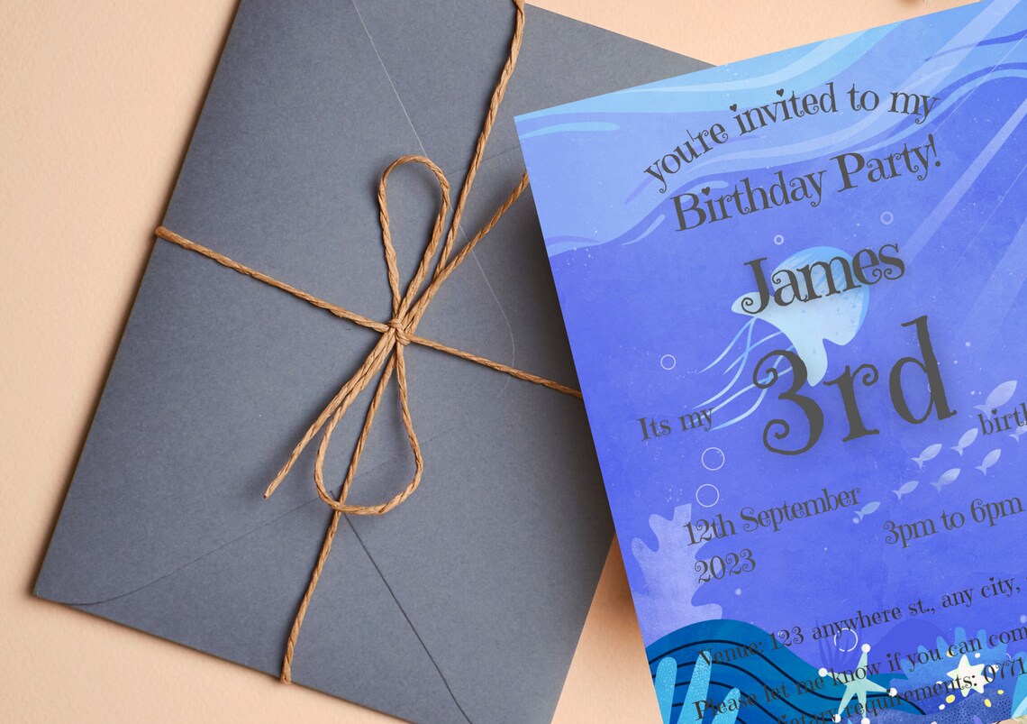 PERSONALISED Underwater Birthday Party Invitation, DIGITAL DOWNLOAD ...
