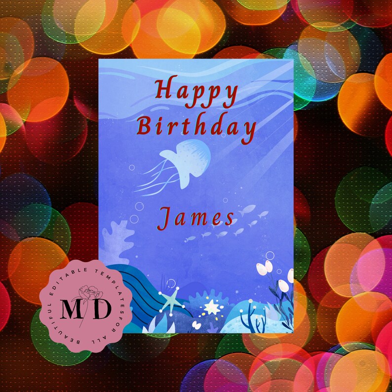 Editable Under the Sea Birthday Card Template (digital Download) - Etsy