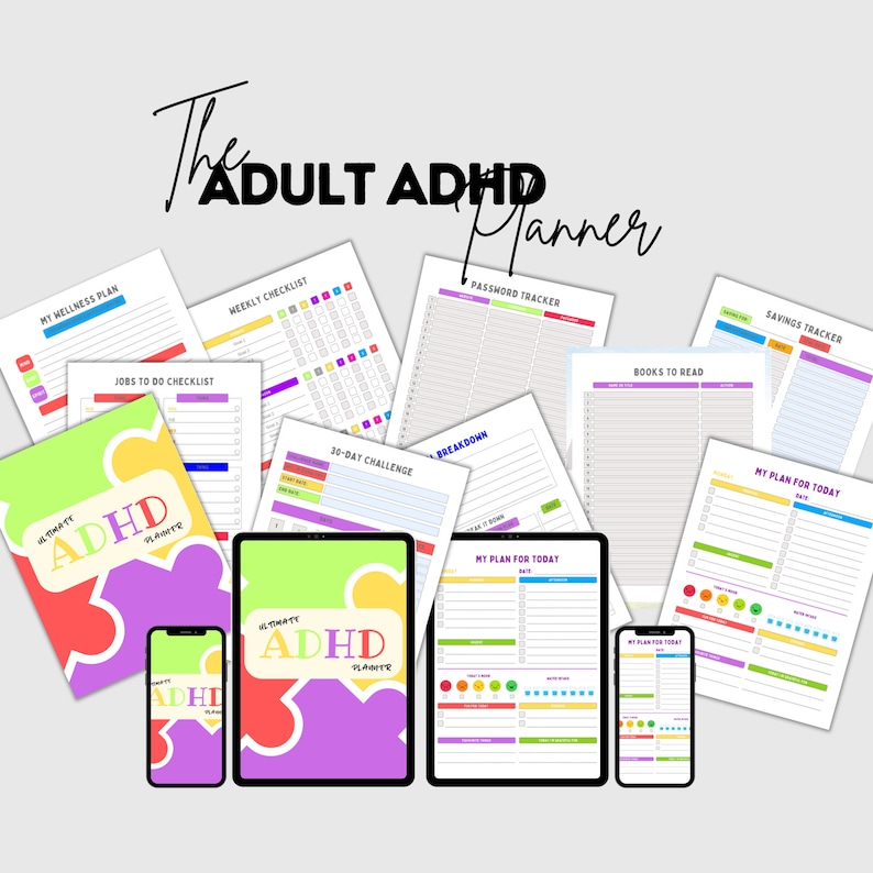 EDITABLE Adult ADHD Organiser Planner Behaviour Tracker, Digital ...