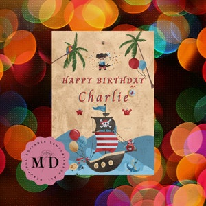 Editable Pirate Ship Birthday Card Template (digital Download) - Etsy