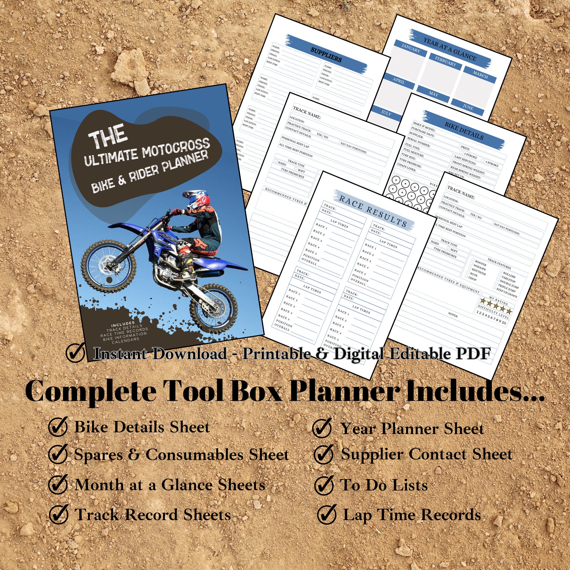 MX Bike Track and Rider Planner, Lap Time Record, Use Digitally or ...