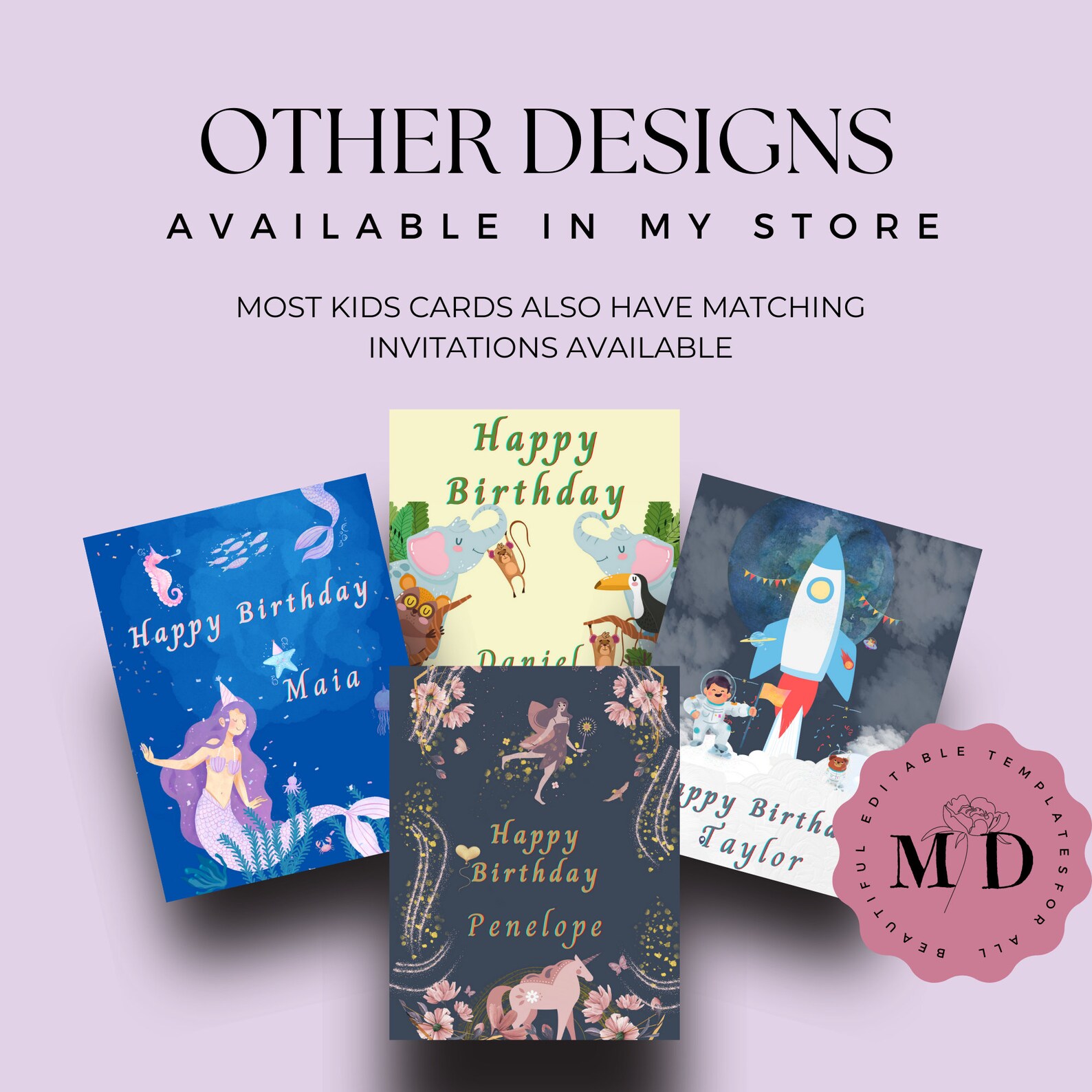 EDITABLE Mermaid Birthday Card Template, DIGITAL DOWNLOAD, Instant ...