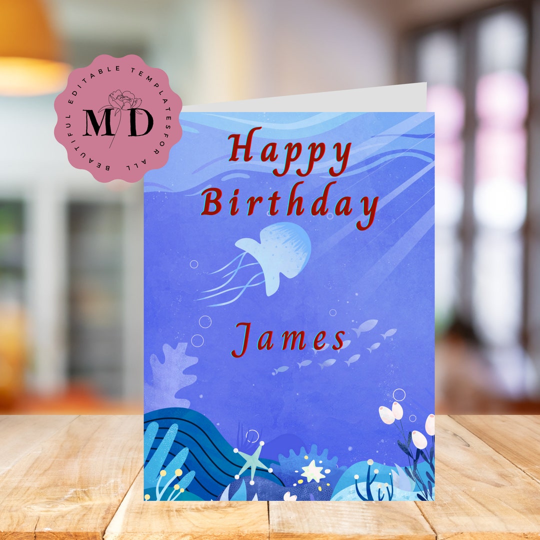 Editable Under the Sea Birthday Card Template (digital Download) - Etsy