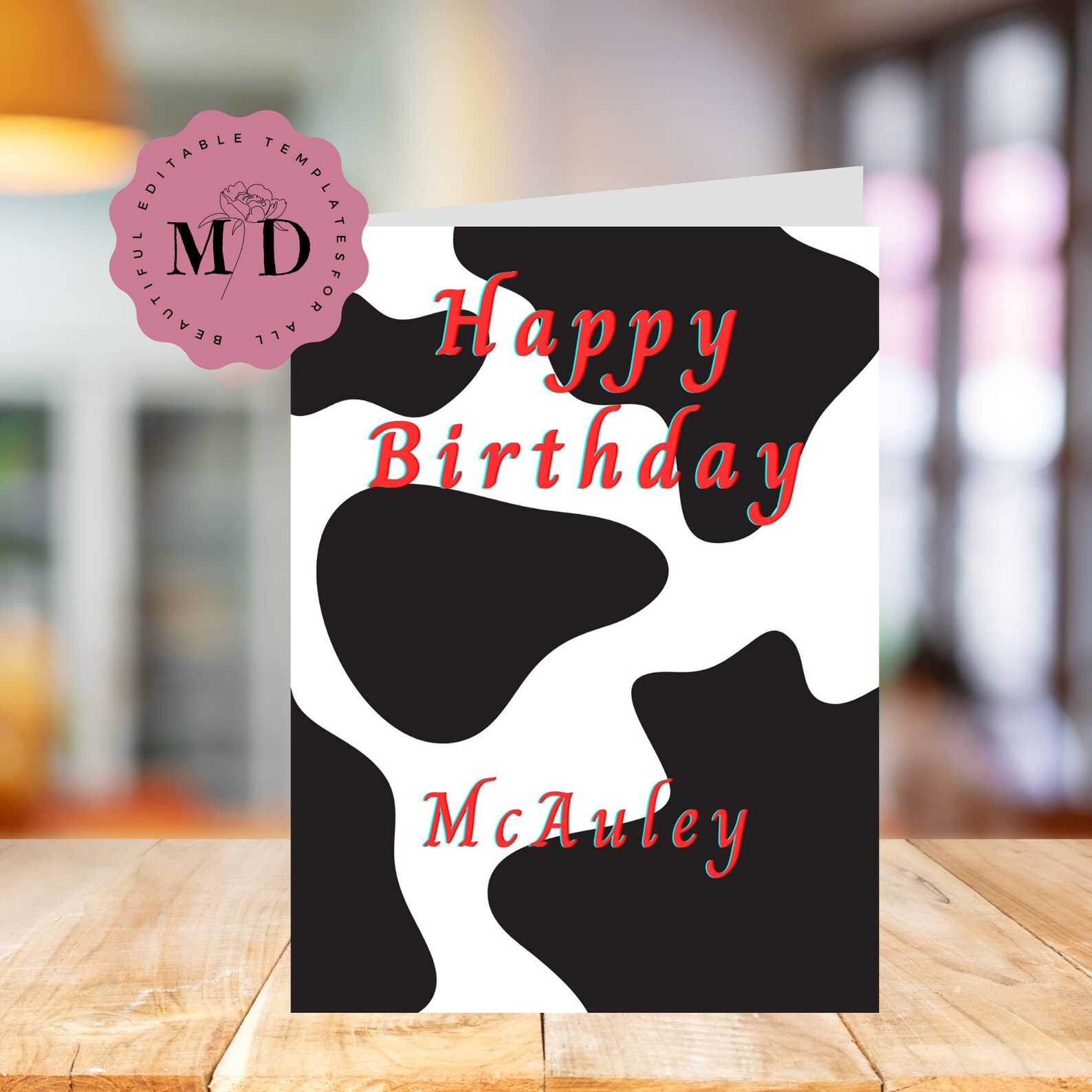 EDITABLE Cow Birthday Card Template, DIGITAL DOWNLOAD, Farmer Card ...
