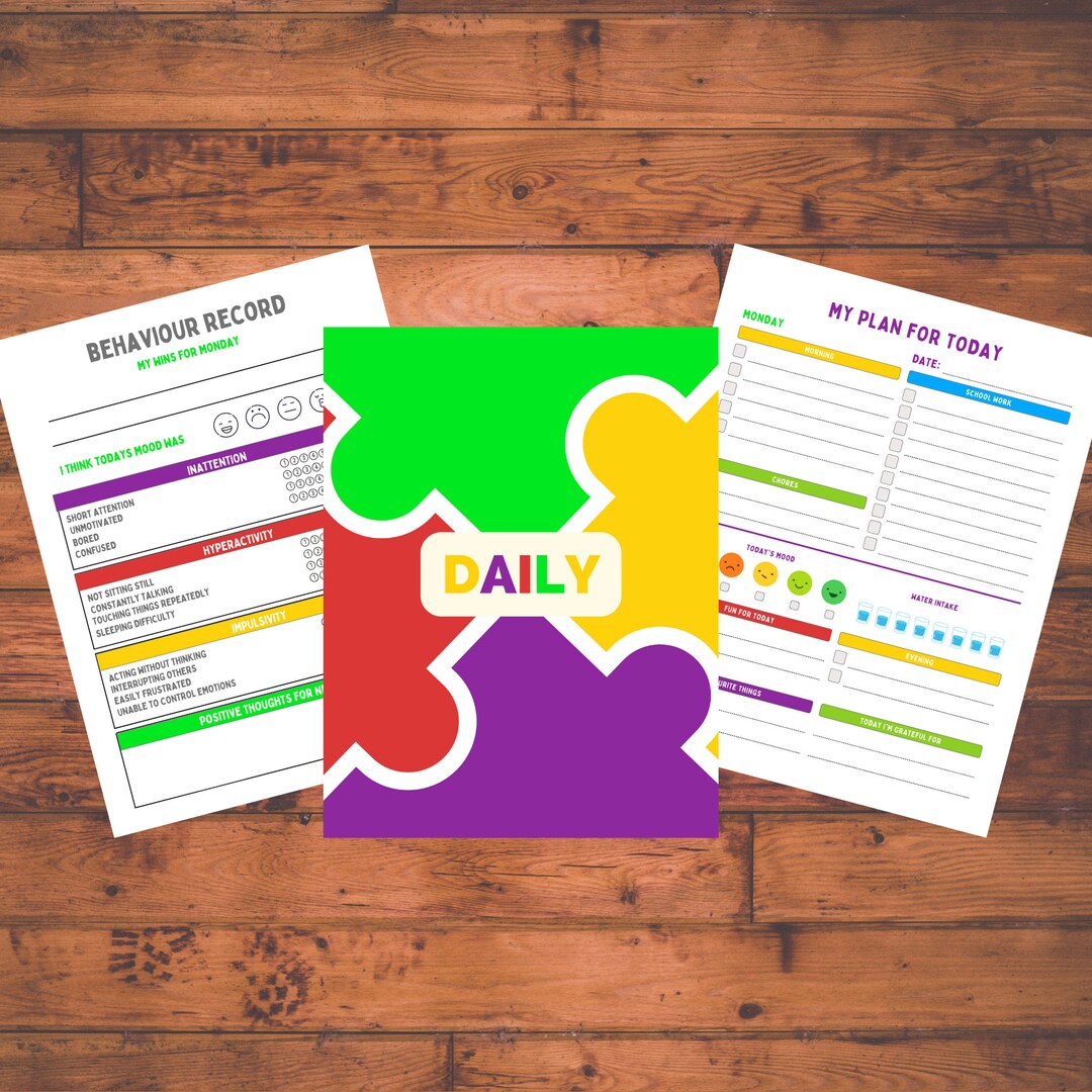 EDITABLE Kids ADHD Organiser Planner Behaviour Tracker, Digital ...