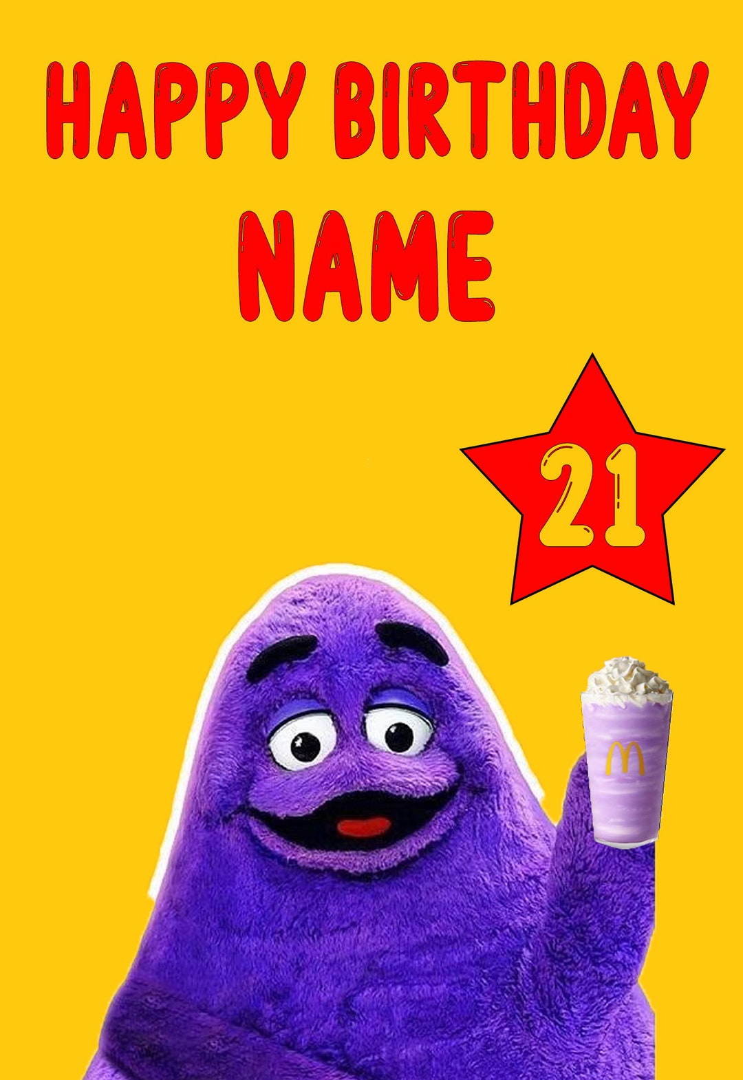 Personalised Mcdonalds Grimace Birthday Card Any Name / Age - Etsy Canada
