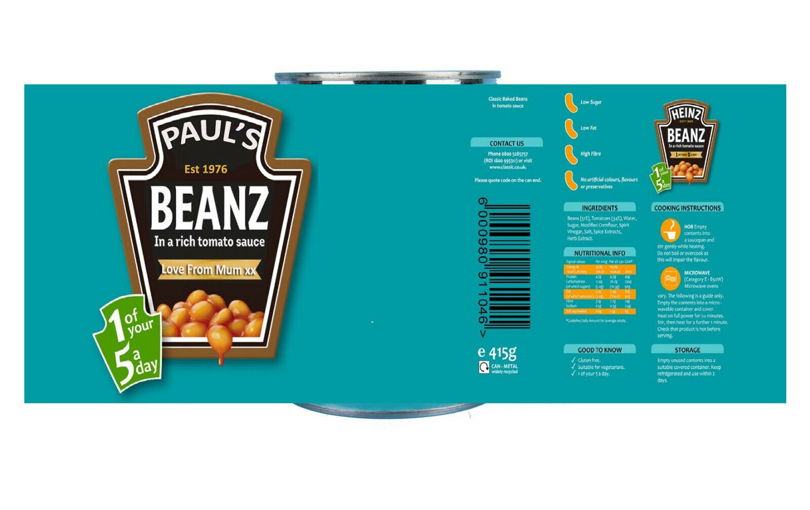 Heinz Beans Label
