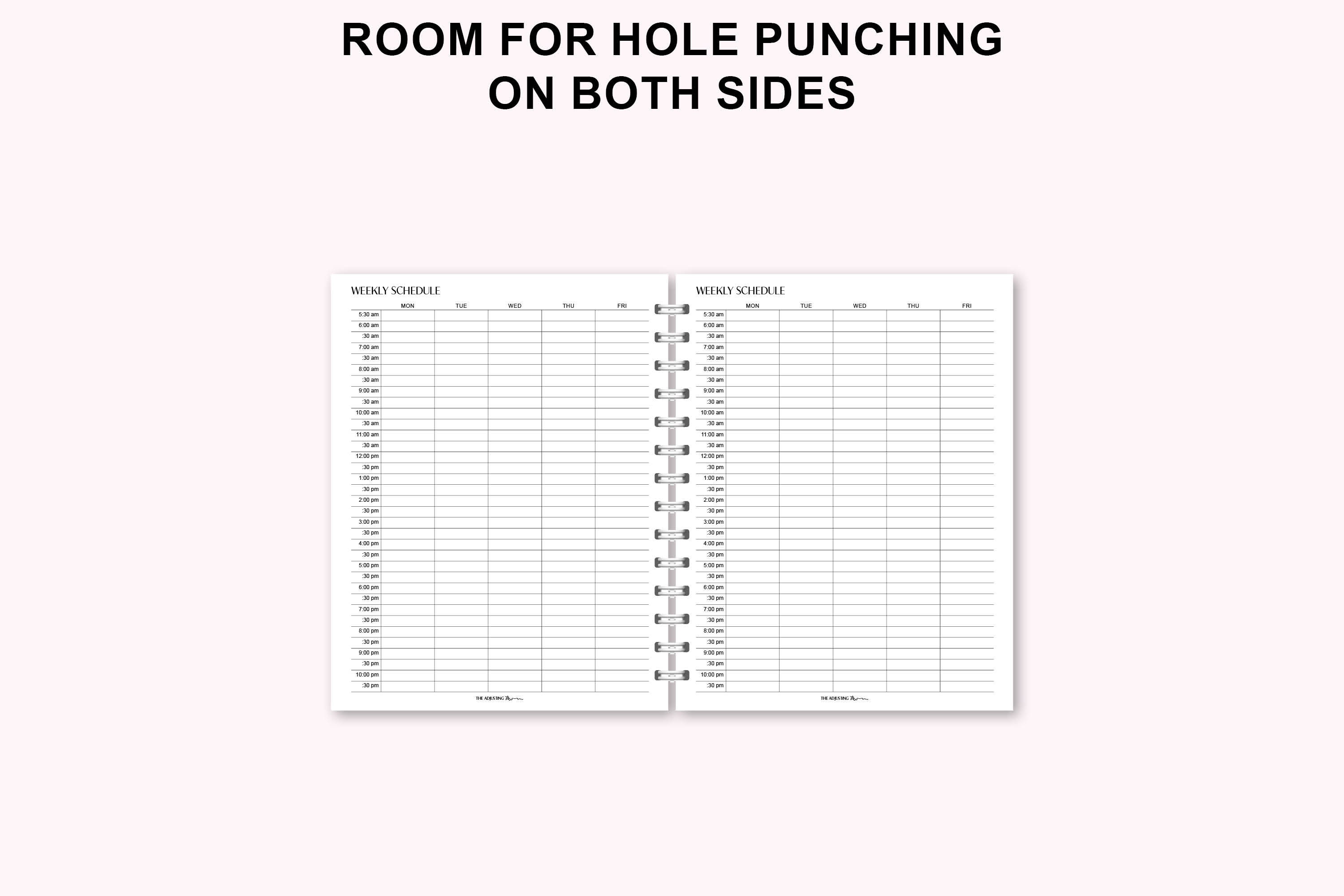 Half Hour Weekly Schedule, Printable Half Hour Planner, Weekly Half ...