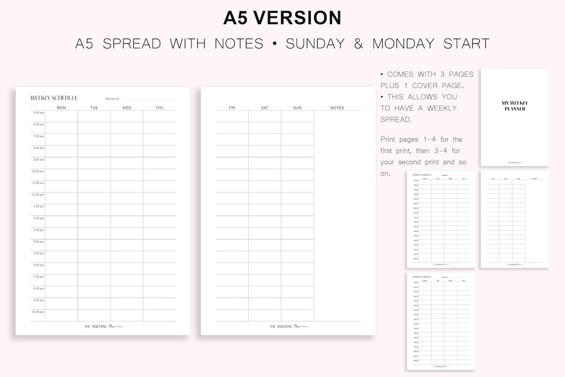 Printable Weekly Hourly Schedule Planner, Time Blocking, 5 Am, 6 Am, 8 ...