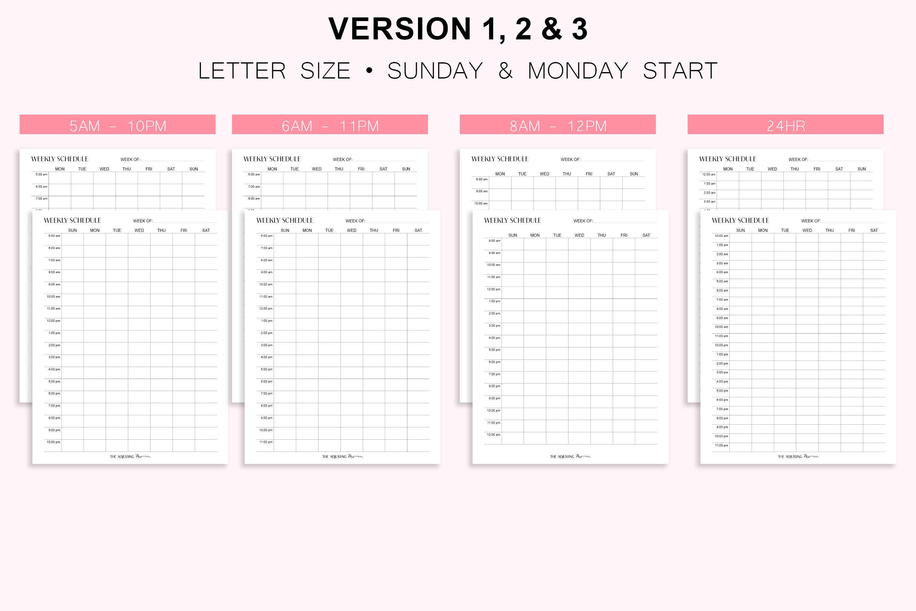 Printable Weekly Hourly Schedule Planner, Time Blocking, 5 Am, 6 Am, 8 ...