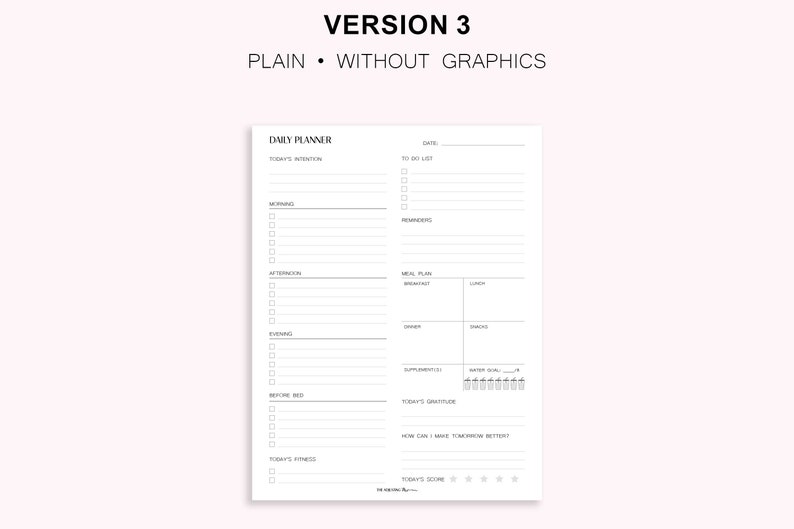 Daily Time Block Planner Printable Daily Planner With Water - Etsy