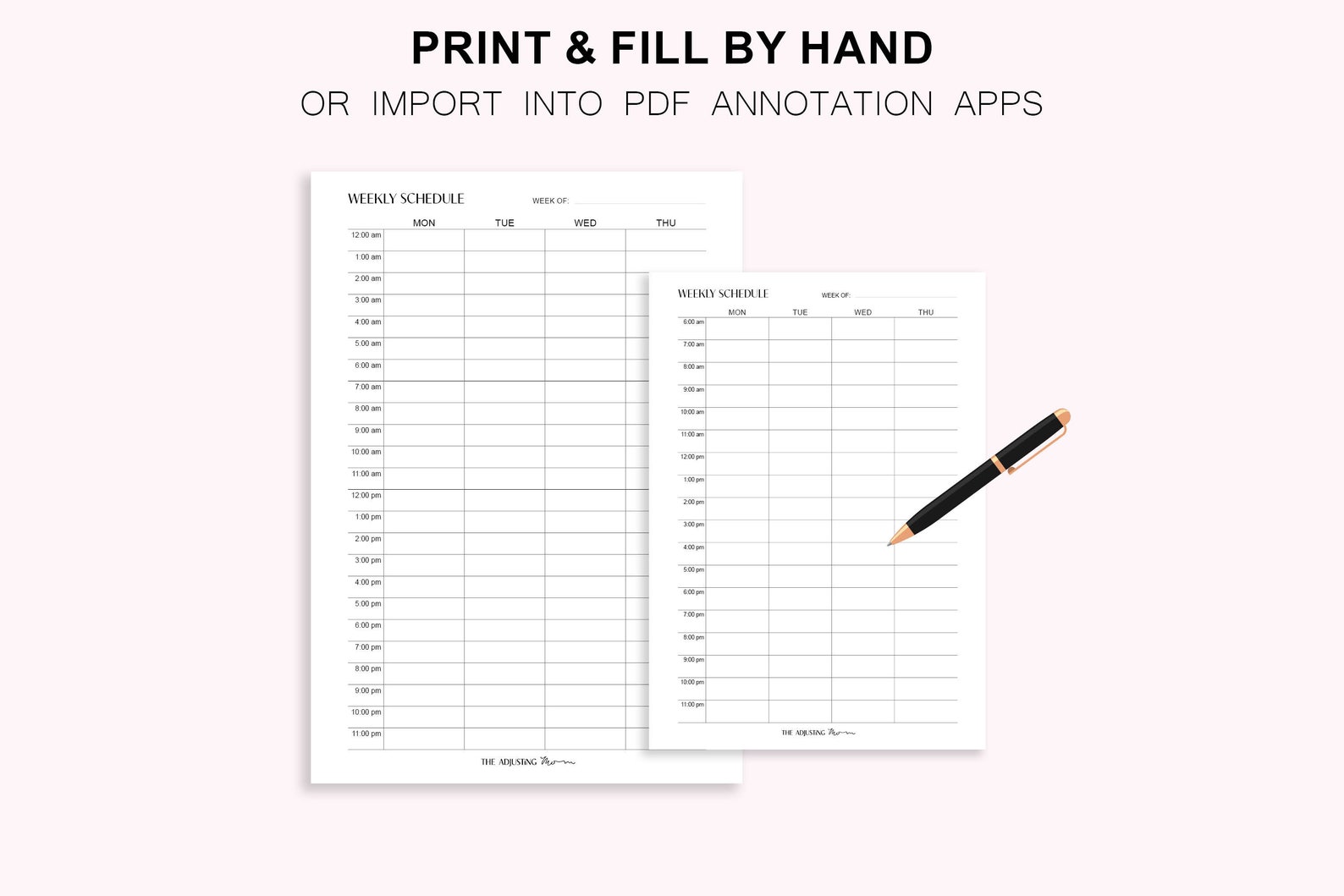 Printable Weekly Hourly Schedule Planner, Time Blocking, 5 Am, 6 Am, 8 ...