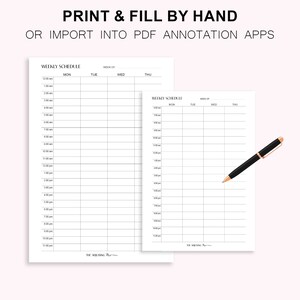 Printable Weekly Hourly Schedule Planner, Time Blocking, 5 Am, 6 Am, 8 ...