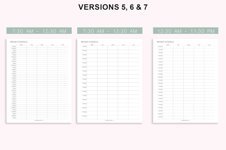 Half Hour Weekly Schedule, Printable Half Hour Planner, Weekly Half ...