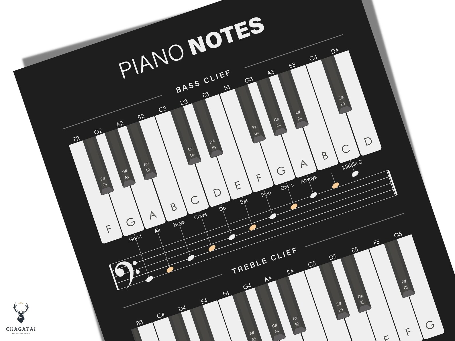 Piano Notes Chart Poster Beginners Piano Chart Music Theory - Etsy