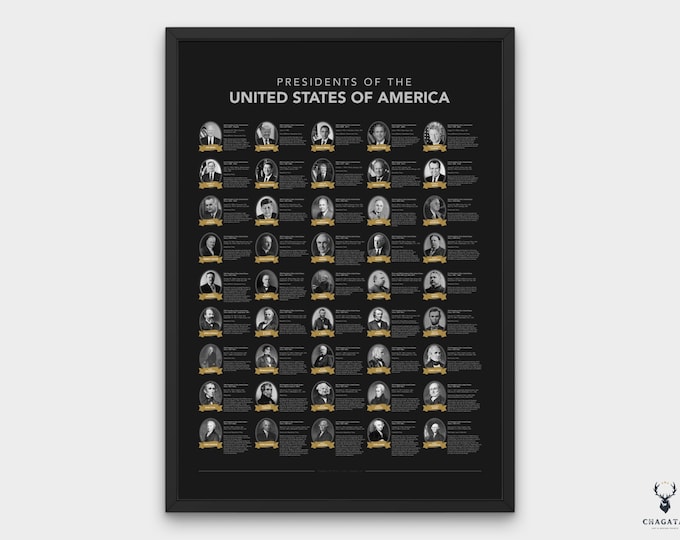 United States Presidents Art Print USA Presidents Poster Educational ...