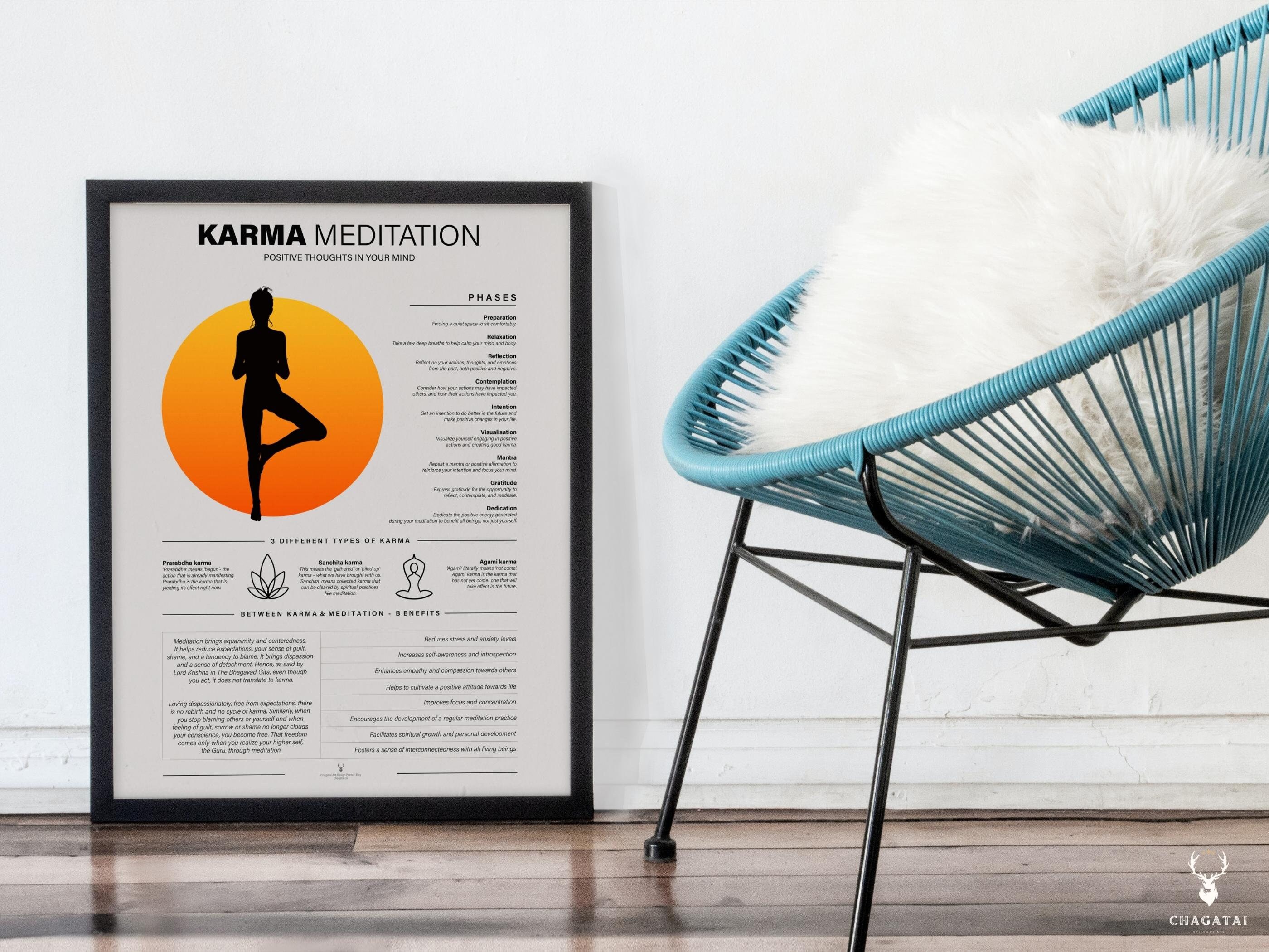 Karma Meditation Print Yoga Chart Poster Home Decor Yoga Karma - Etsy