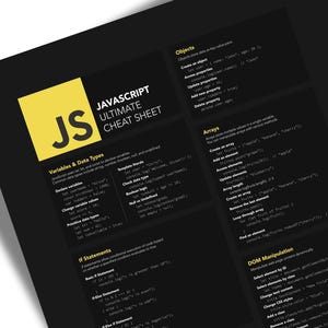 Javascript Cheat Sheet Js Coding Guide Javascript Syntax Chart Poster JS Beginner Tips JS Web ...