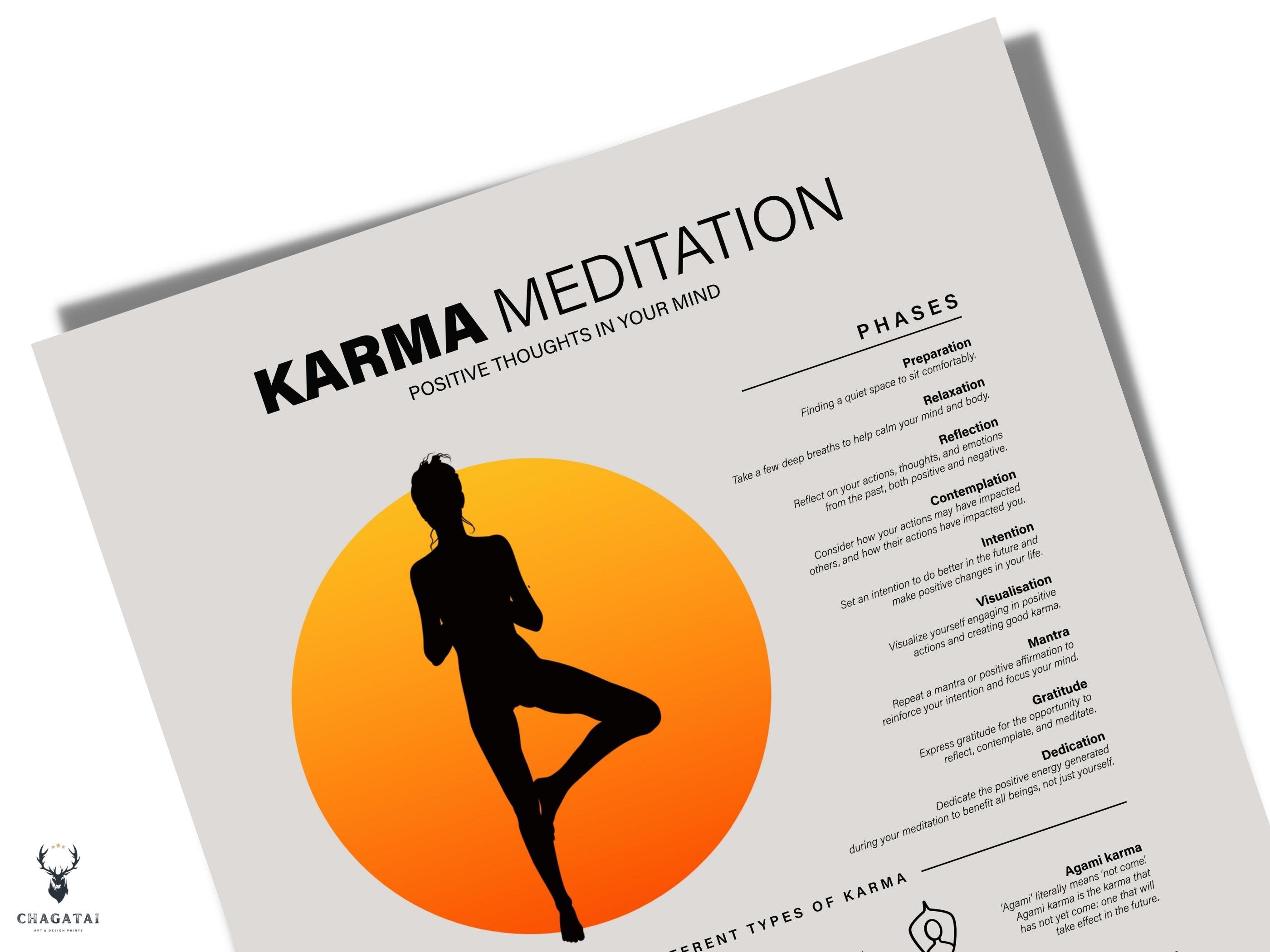 Karma Meditation Print Yoga Chart Poster Home Decor Yoga Karma - Etsy