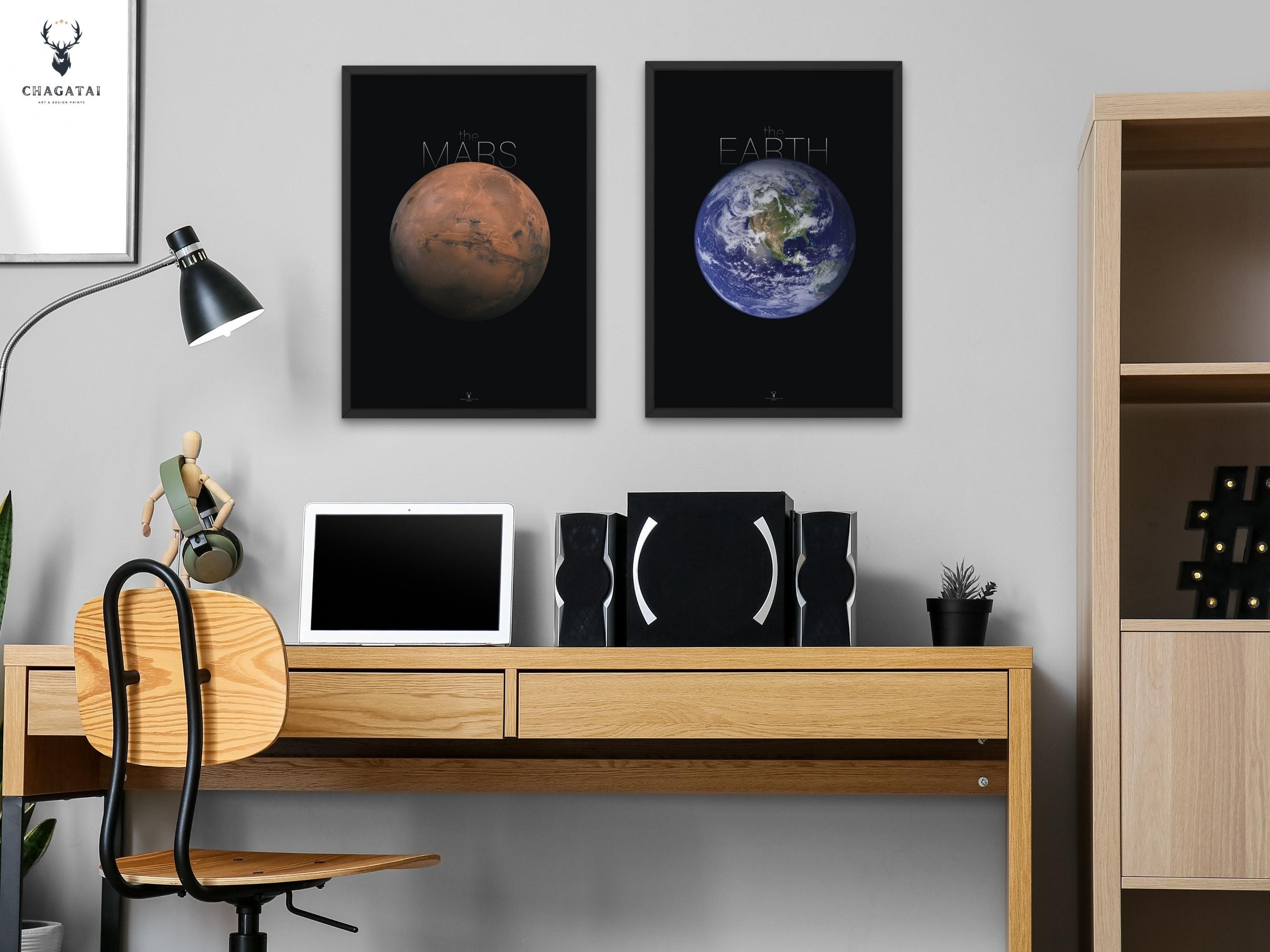 Cartel imprimible de planetas Marte y la Tierra Conjunto de 2 - Etsy México