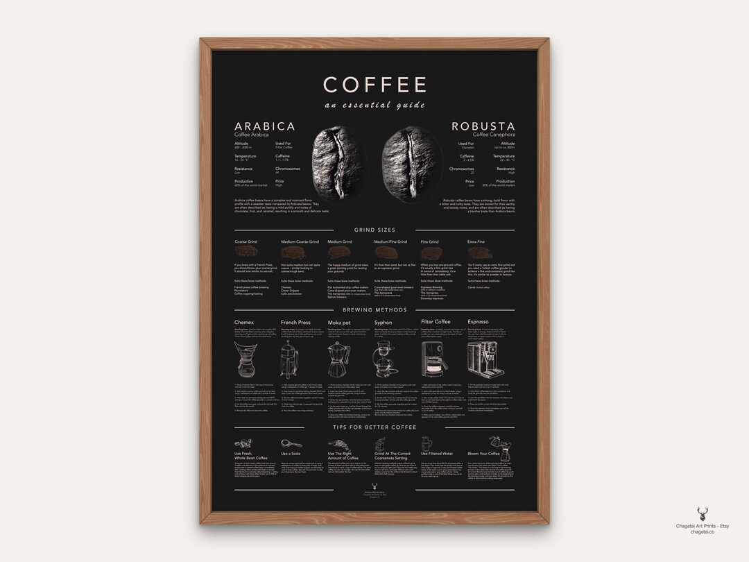 Coffee Brew Methods Poster Coffee Guide Print Coffee Beans Arabica ...