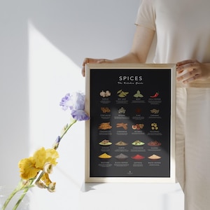 Spices Poster Kitchen Cook Cheat Paper Kitchen Wall Art Spices Guide ...