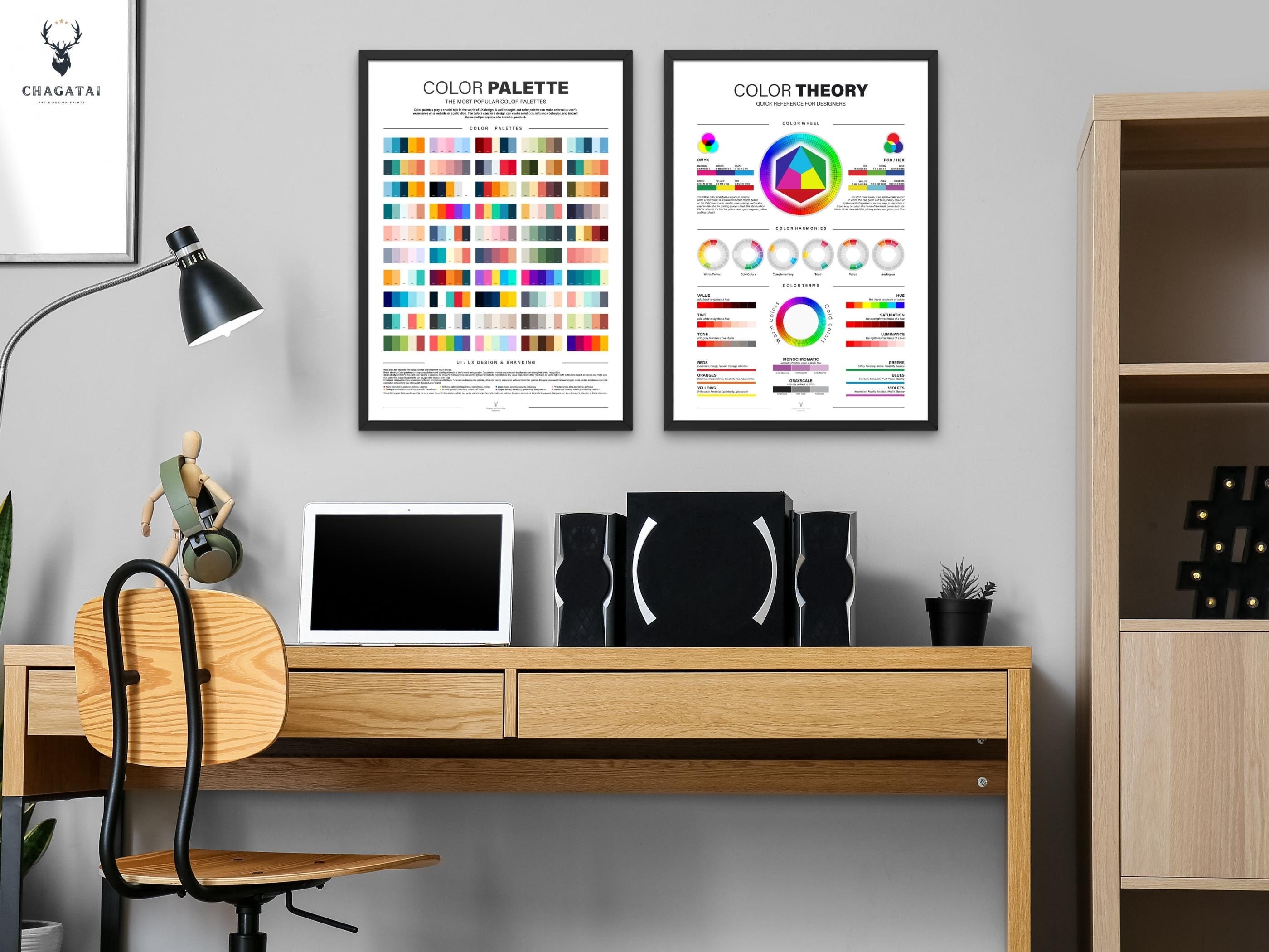Color Theory Set of 2 Color Wheel Poster Color Palettes Print - Etsy