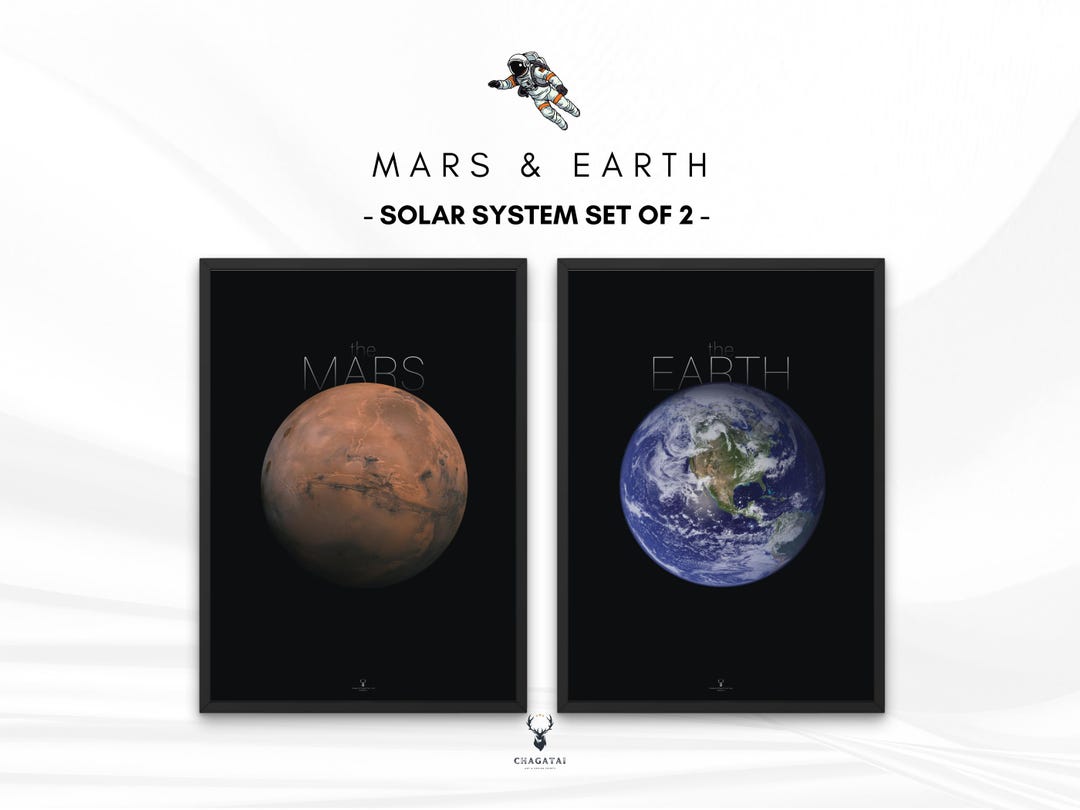 Póster imprimible de planetas Marte y la Tierra, juego de 2, póster del ...