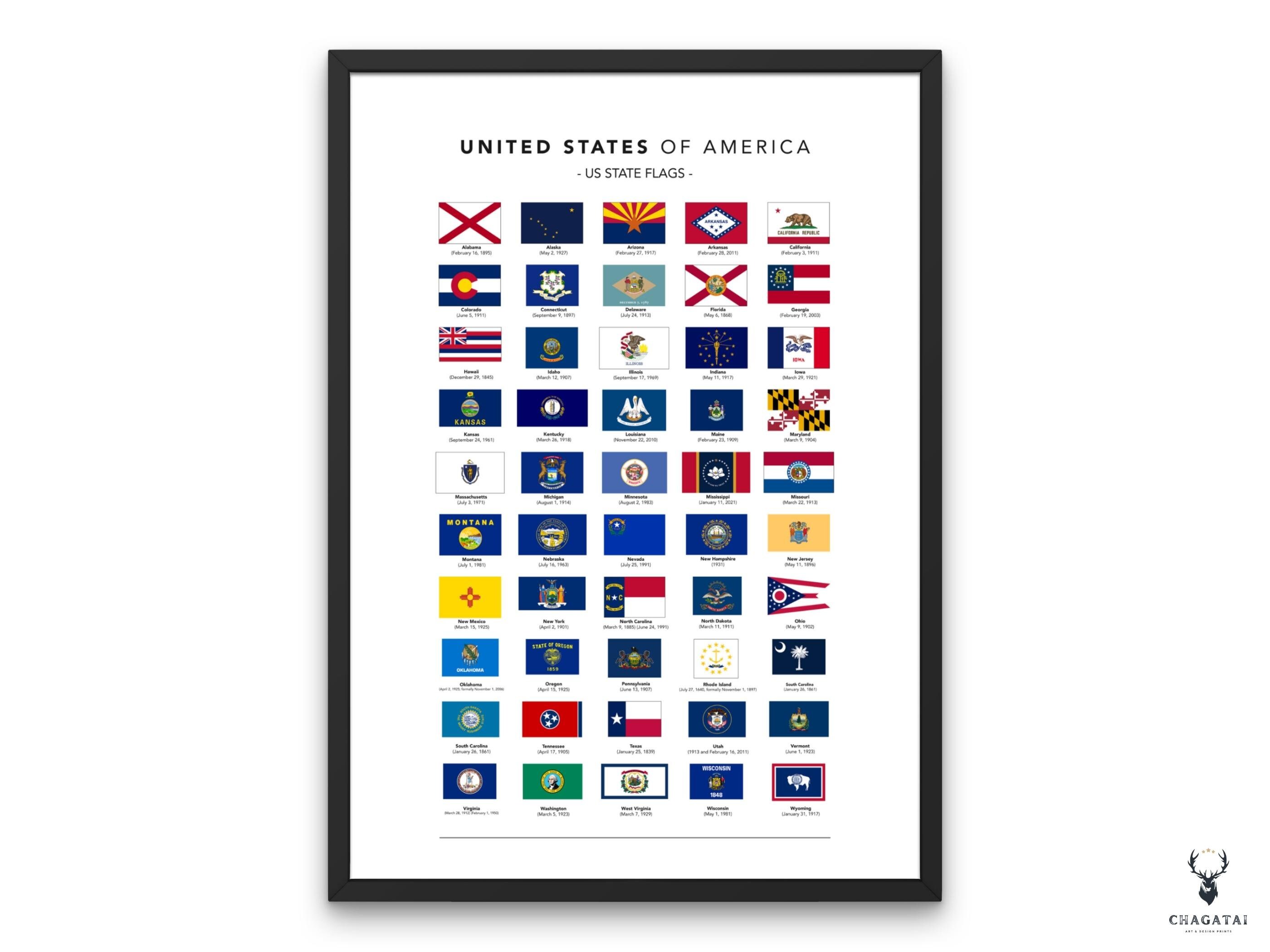 USA State Flags Poster United States of America State Flags - Etsy